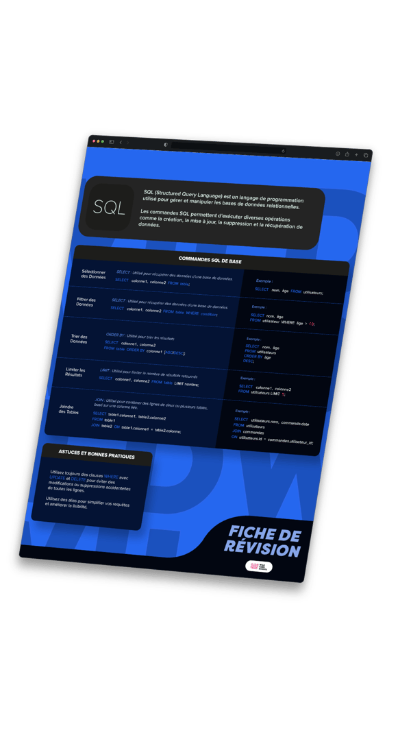 Initiation Data ⎪Cheat Sheet 1⎪Les commandes SQL de base